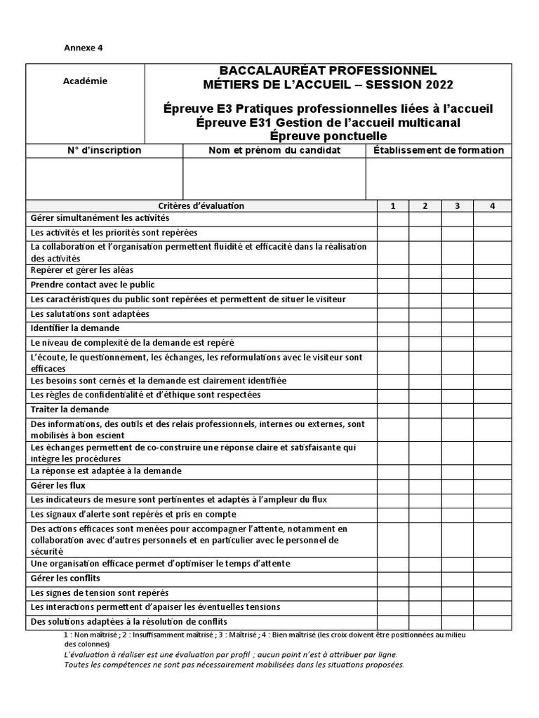 Annexe 4 E31 Grille Devaluation Poncutel | PDF