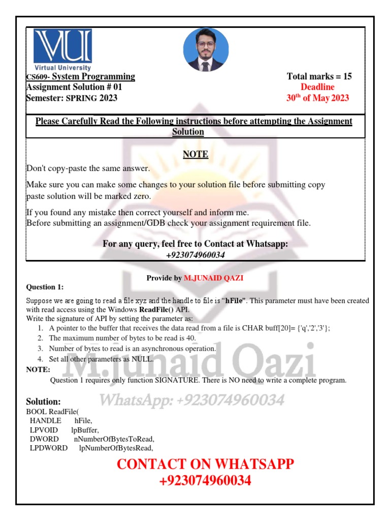 Cs609 Assignment No 1 Solution By M Junaid Qazi Pdf Pointer Computer Programming C