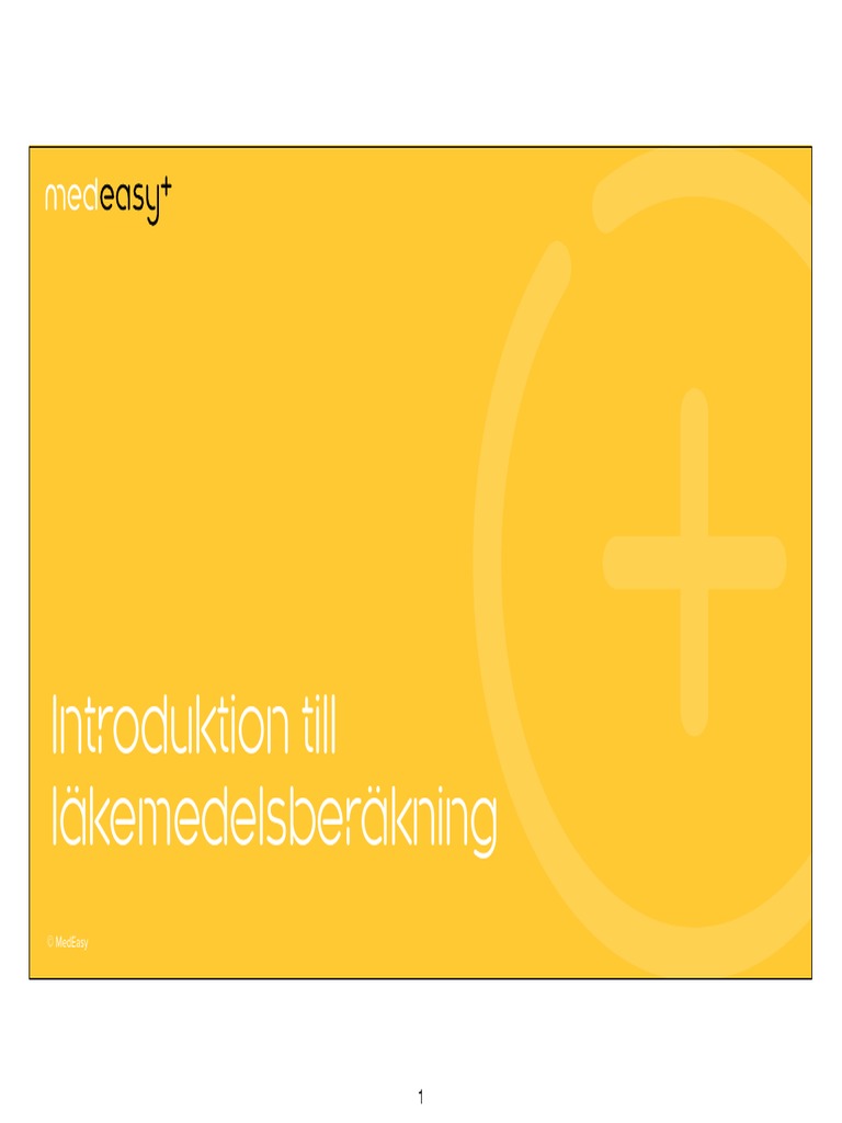 MedEasy - Introduktion Till Läkemedelsberäkning | PDF MedEasy - Introduktion Till Läkemedelsberäkning | PDF