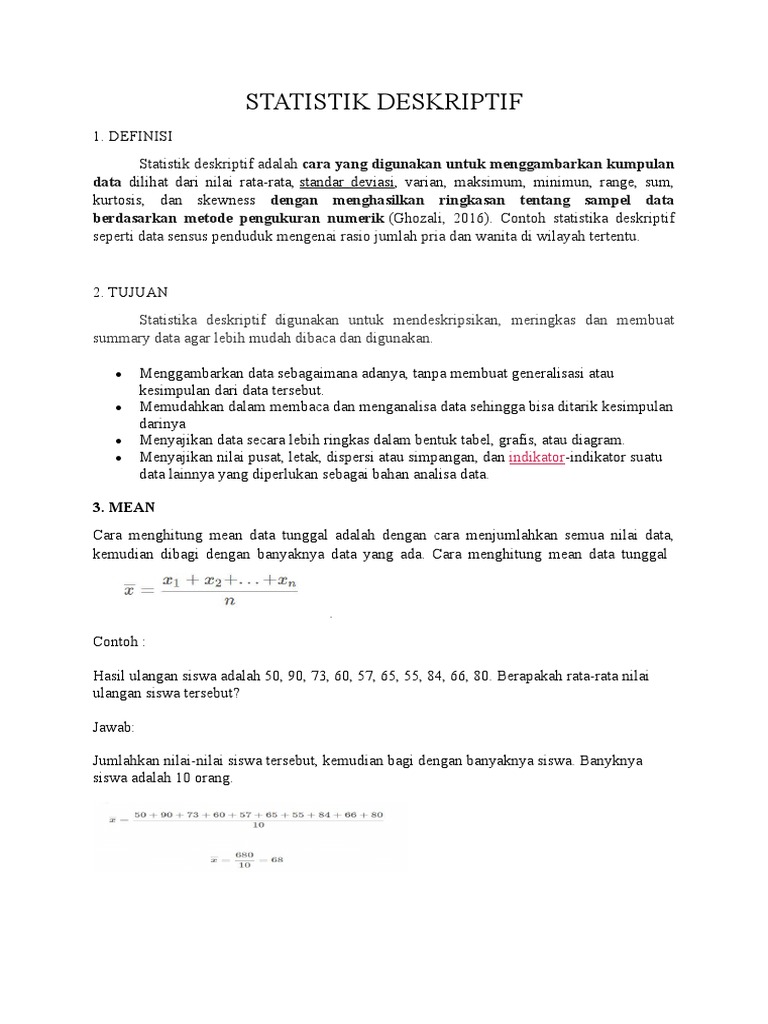 Statistik Deskriptif Materi | PDF