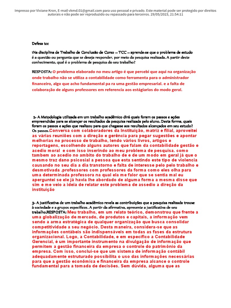 Defesa Tcc Passei Direto Download Grátis Pdf Contabilidade Economia