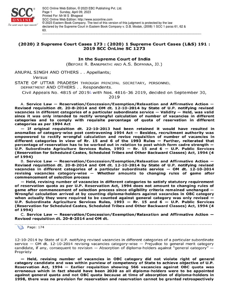 2020 2 SCC 173 | PDF | Judiciaries | National Supreme Courts