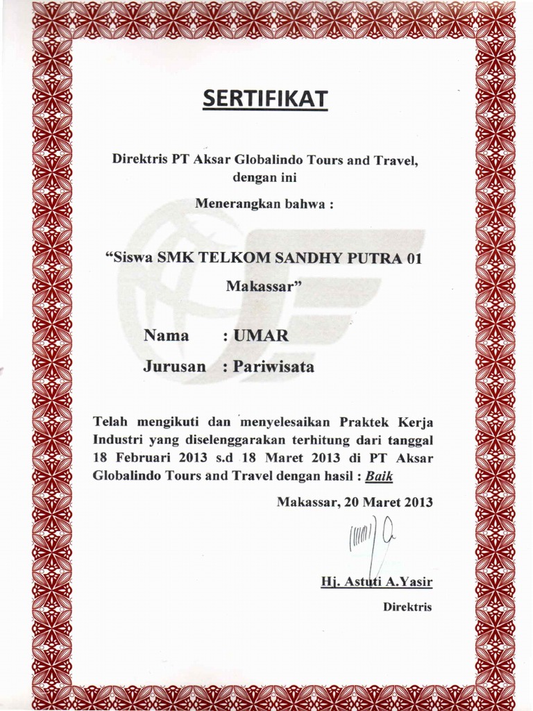 Sertifikat Travel | PDF