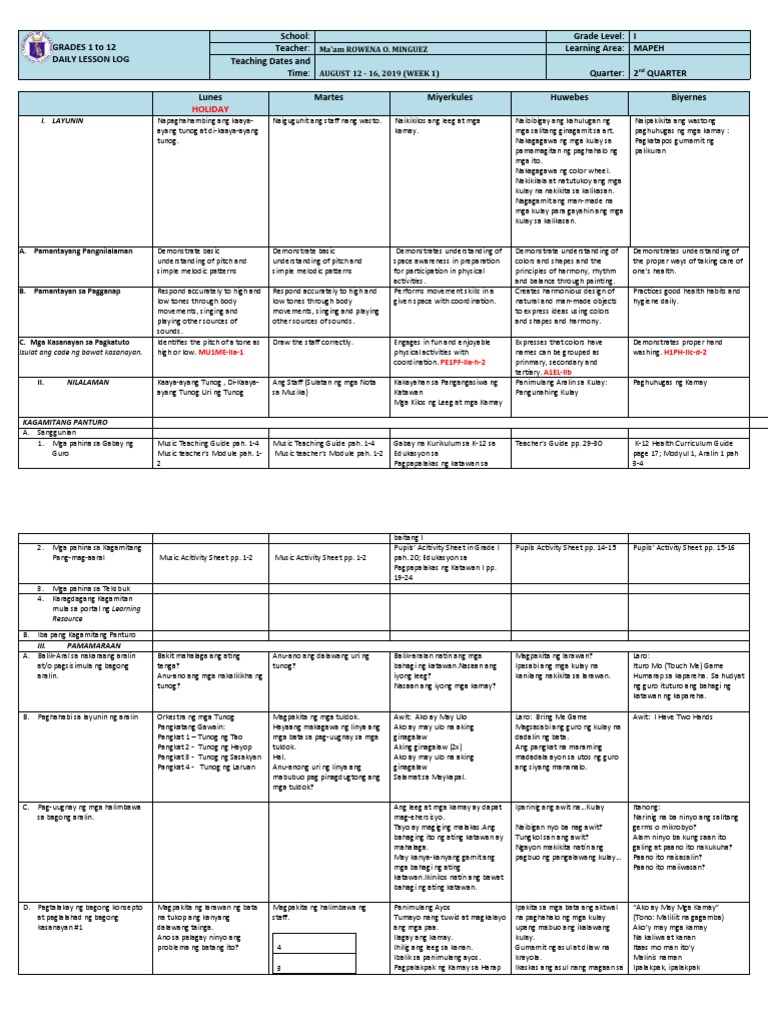 MAPEH 1 Q2 Week 1 | PDF