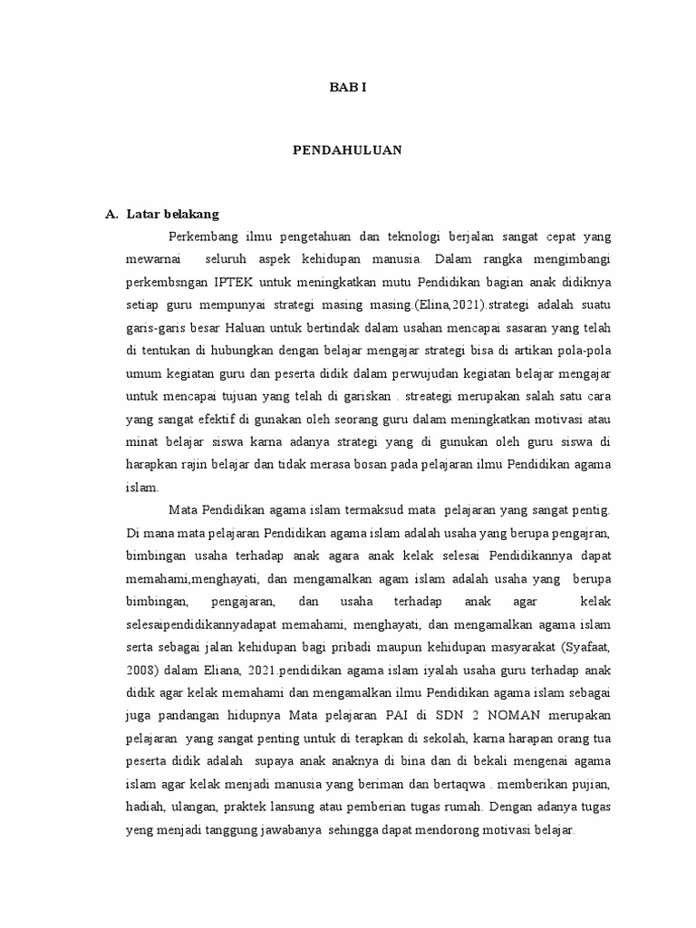 Strategi Guru Mata Pelajaran Pendidikan Agama Islam Dalam Meningkatkan Motivasi Belajar Siswa ...