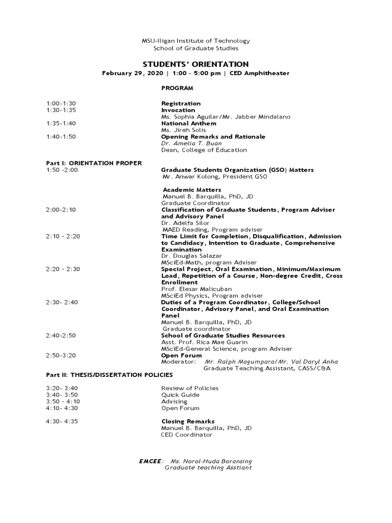 Orientation Program | PDF