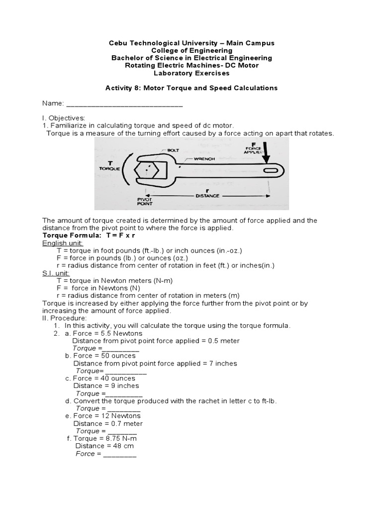 Lab Exercises 8 | PDF | Gear | Electric Motor