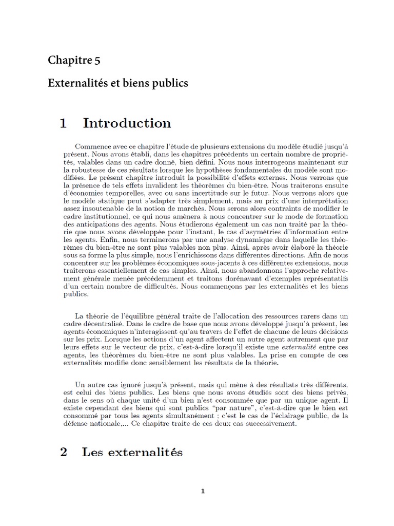 Externalités Et Biens Publics | PDF