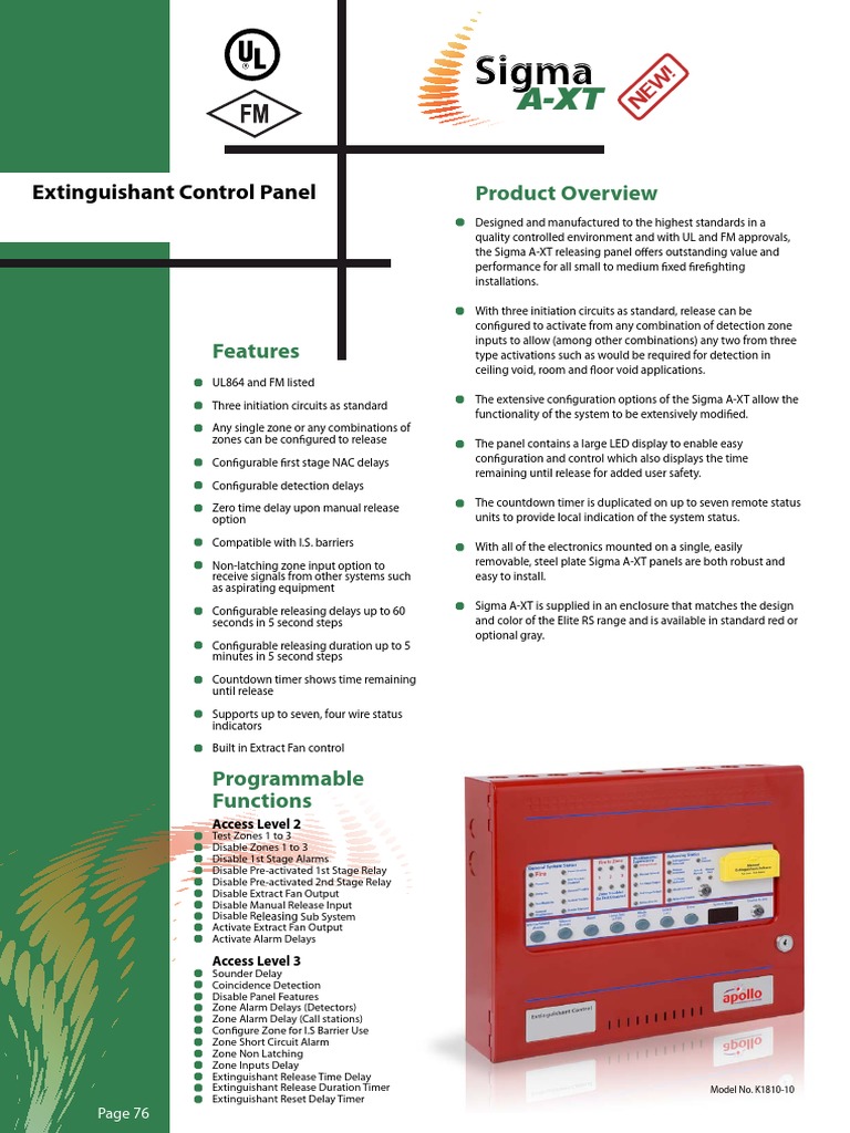 Extinguishant Control Panel Apollo | PDF