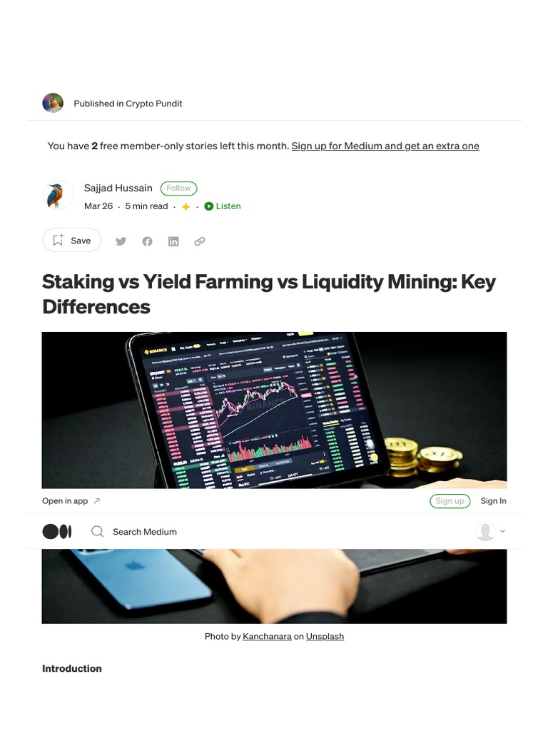 Staking Vs Yield Farming Vs Liquidity Mining - Key Differences - Mar2023 - Medium | PDF