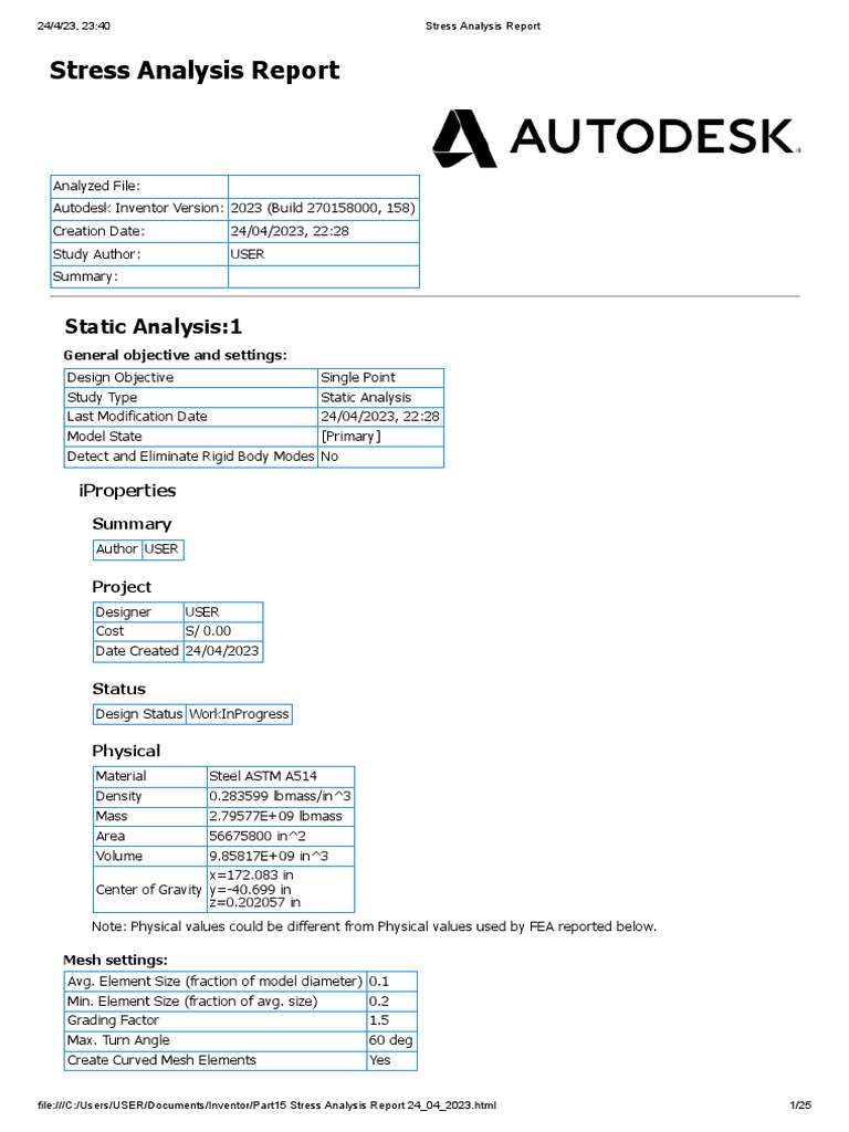 Stress Analysis Report - ING Ve | PDF | Physics | Applied And ...