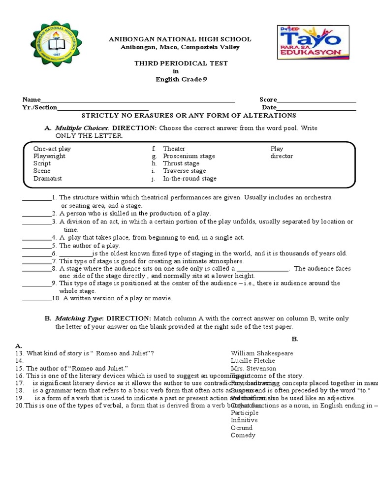Grade 9 English 4th Quarter Lesson Plan | PDF