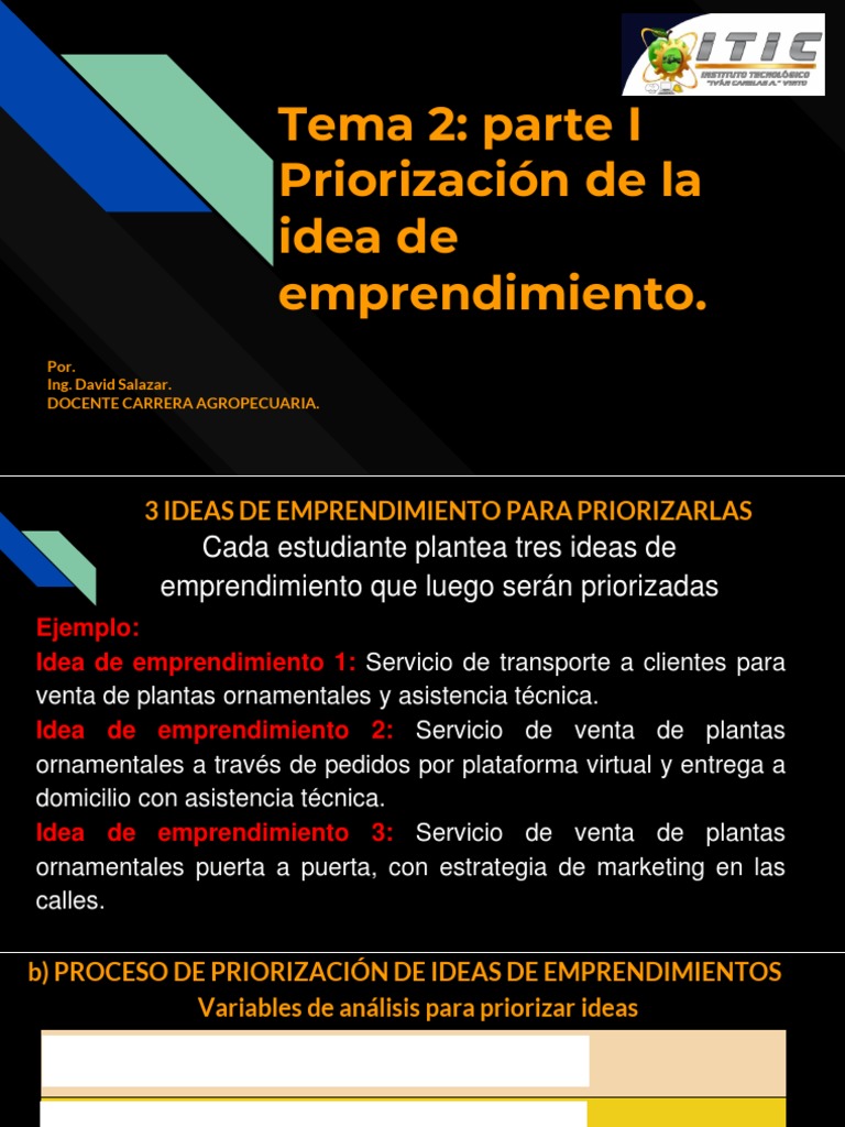 Tema 2a - Priorización de La Idea de Emprendimiento 22. | PDF | Iniciativa empresarial | Innovación