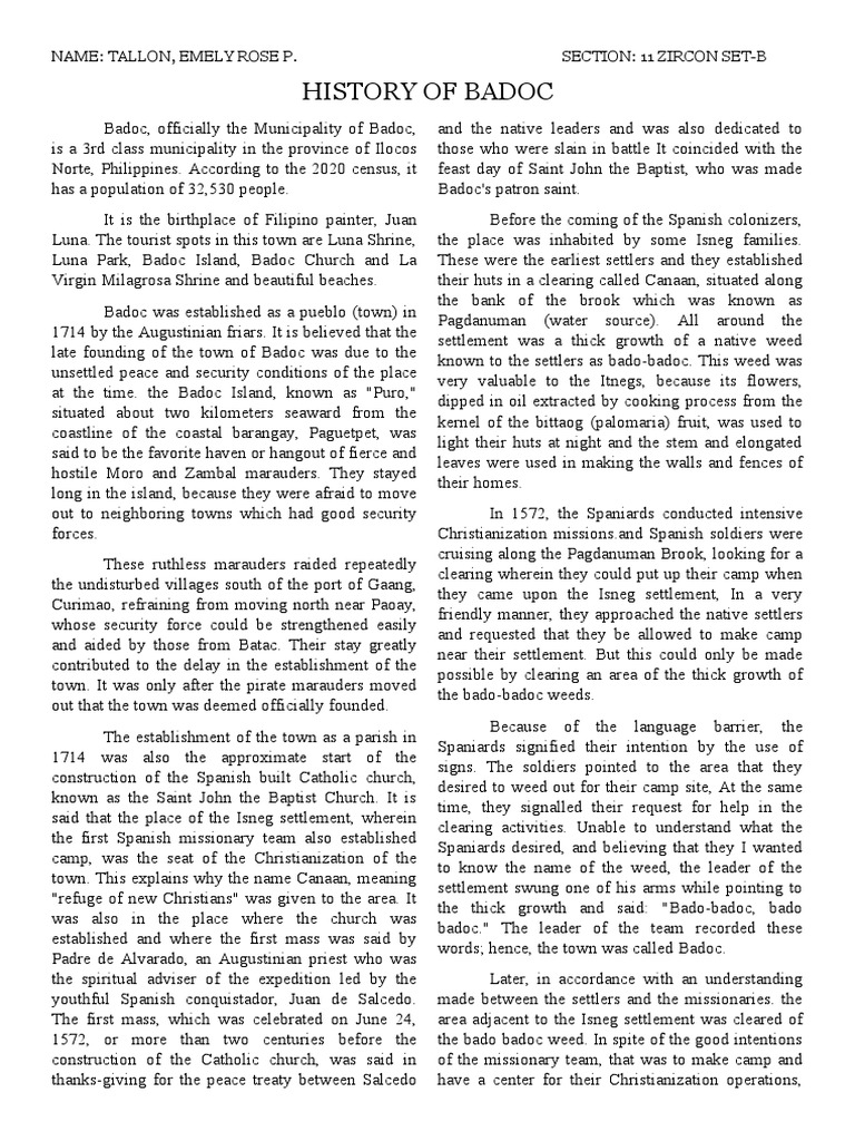 History of Badoc | PDF