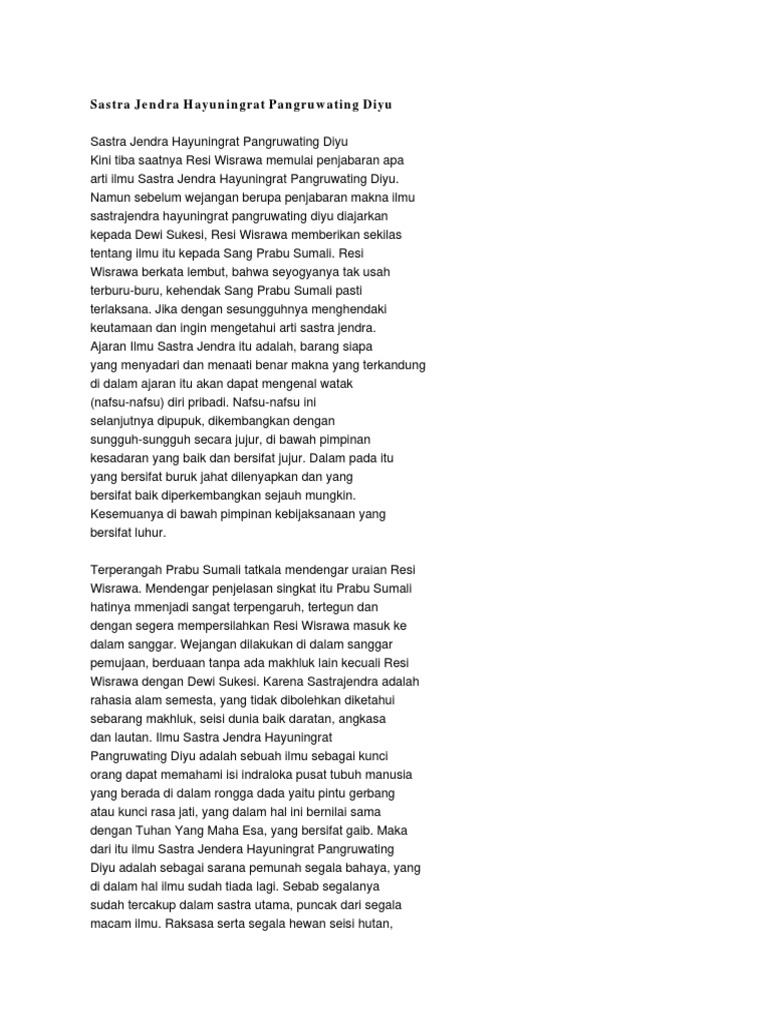 Sastra Jendra Hayuningrat Pangruwating Diyu - Compress | PDF | Self ...