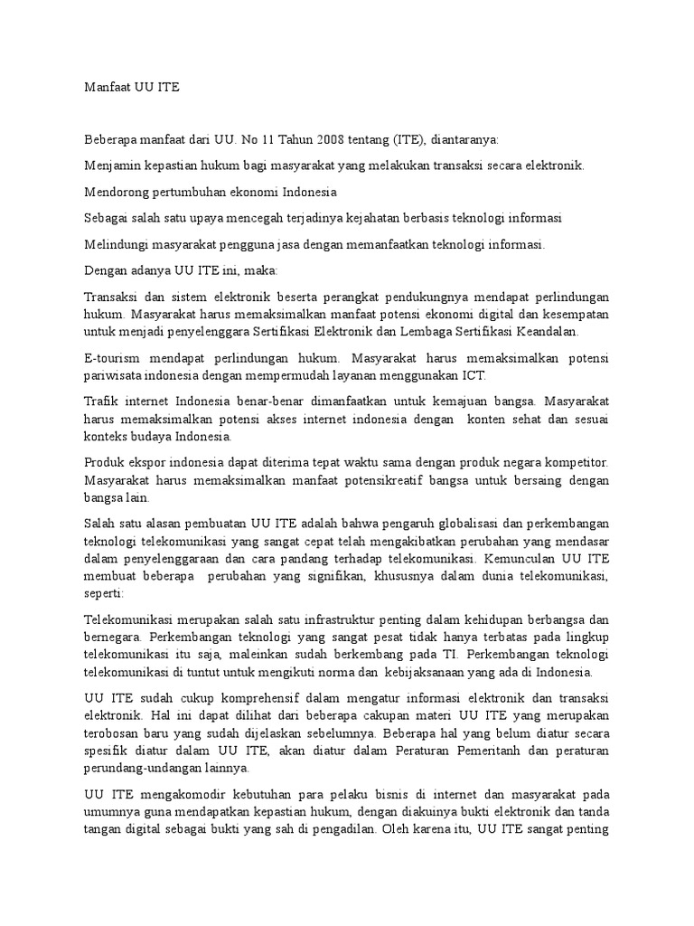 Manfaat UU ITE | PDF