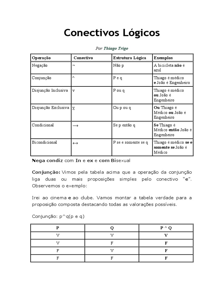 Conectivos Lógicos Logica | PDF | Lógica matemática | Expressões lógicas