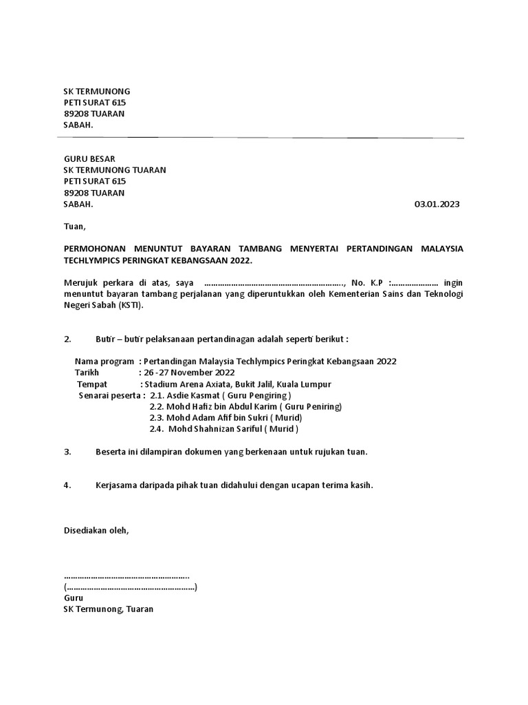 Surat Tuntutan Claim Tambang Techlympic Kusung | PDF