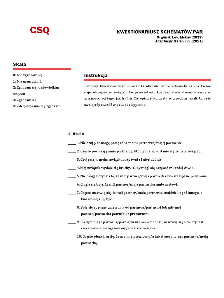 CSQ Skala Baran I in 2021 | PDF