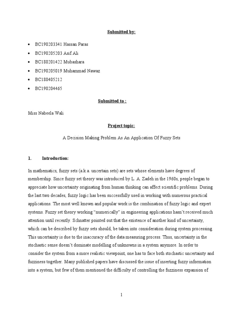 Fuzzy Set Theory in Decision Making | PDF | Teaching Methods & Materials | Science & Mathematics