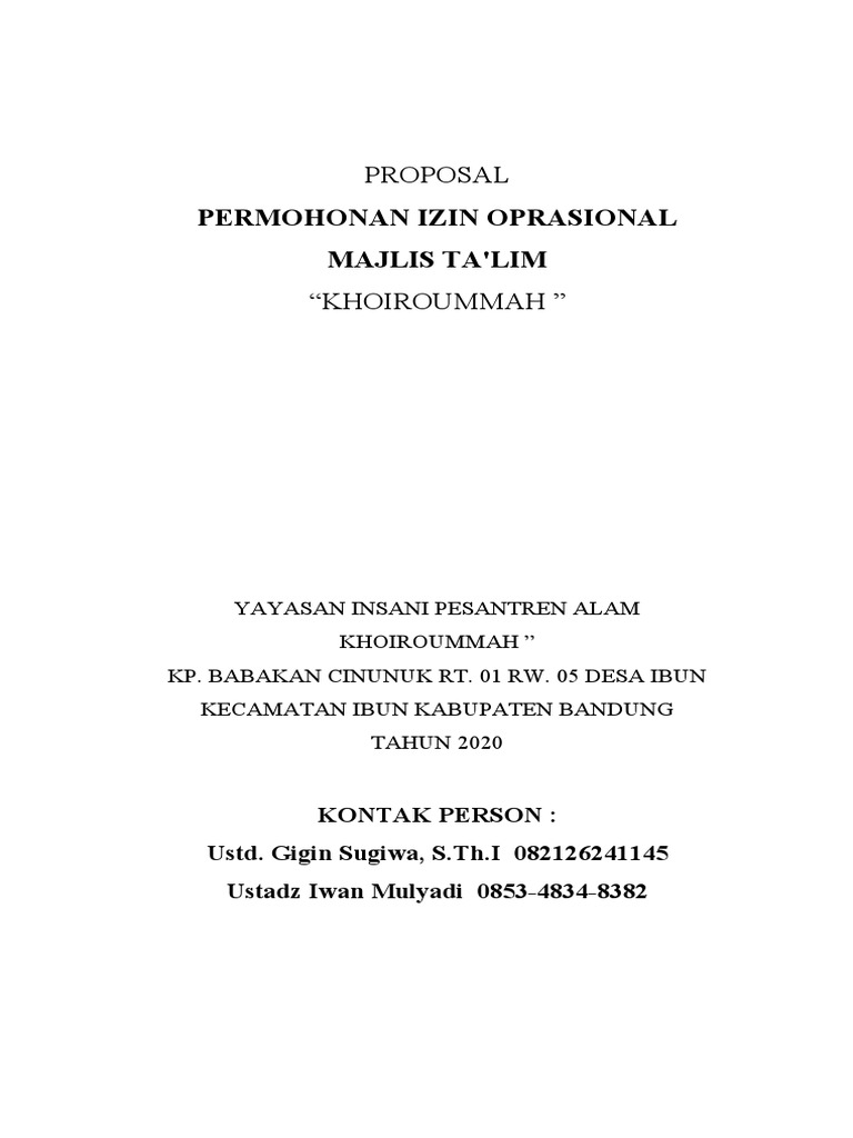 Proposal Majlis Ta'Lim | PDF