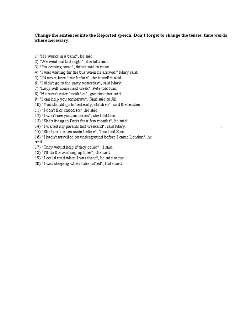 Reported Speech Conversion Guide | PDF