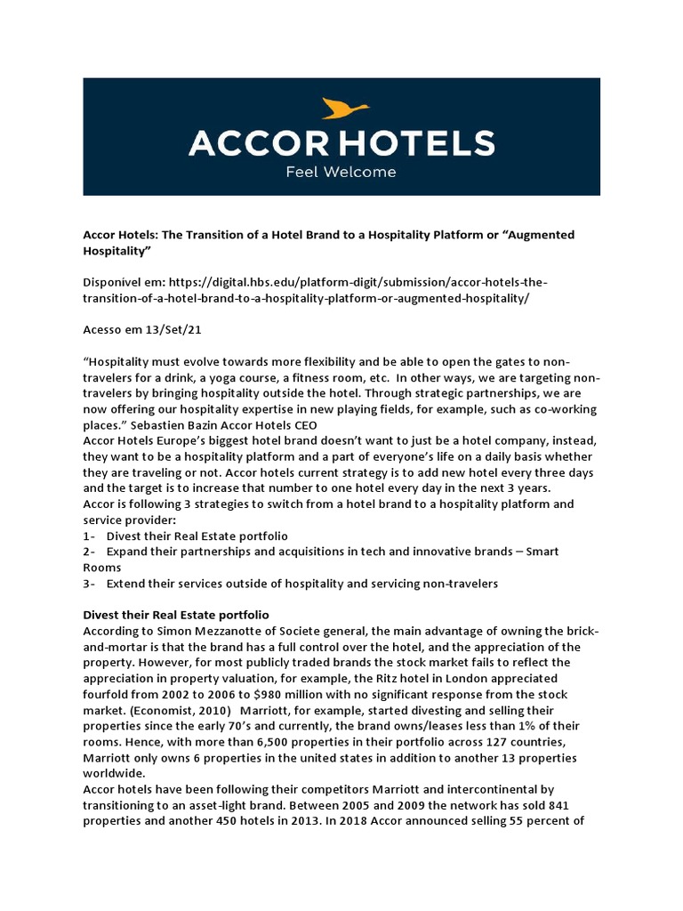 Accor Hotels Transition | PDF | Business | Economies