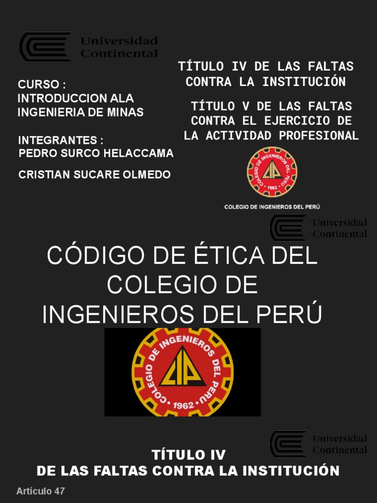 Código de Ética Del Colegio de Ingenieros Del Perú | PDF | Perú | Multa ...