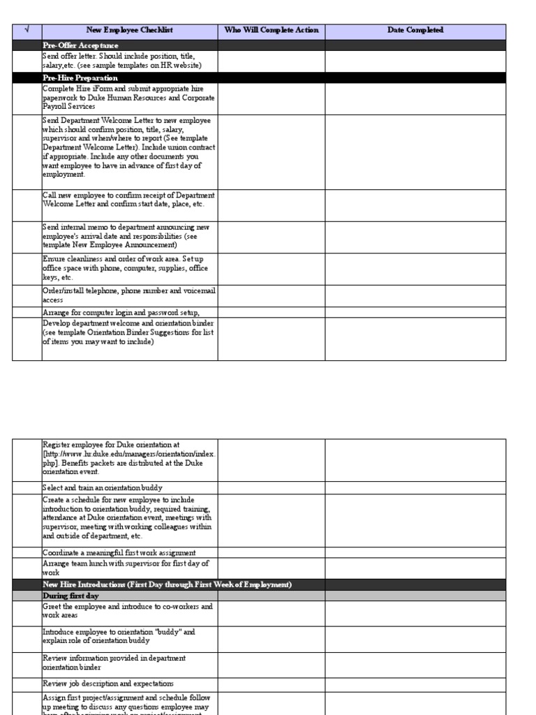 Onboarding Checklist Excel Format Template Download | PDF | Employment ...