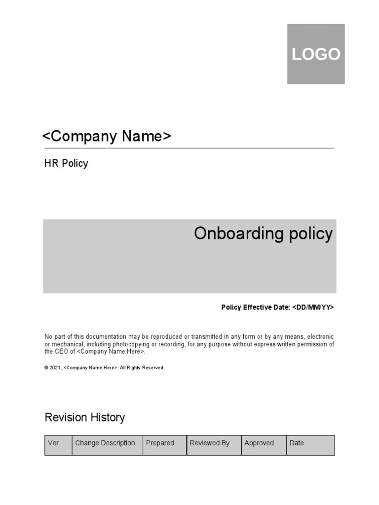 Onboarding Policy | Download Free PDF | Business