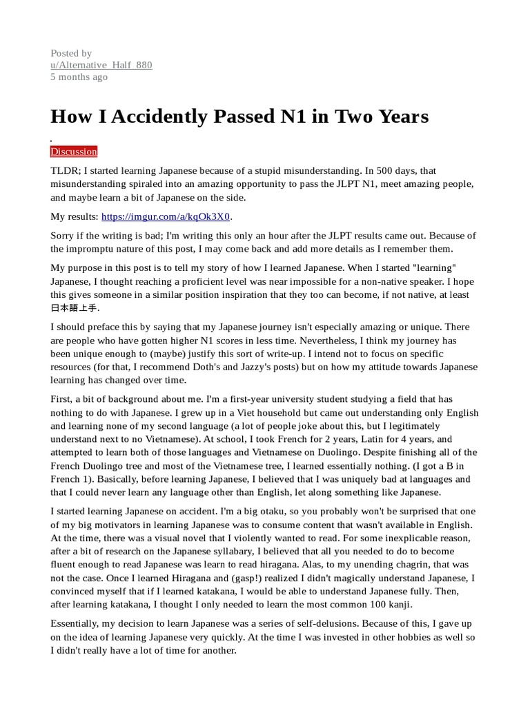 How I Accidently Passed N1 in Two Years | PDF