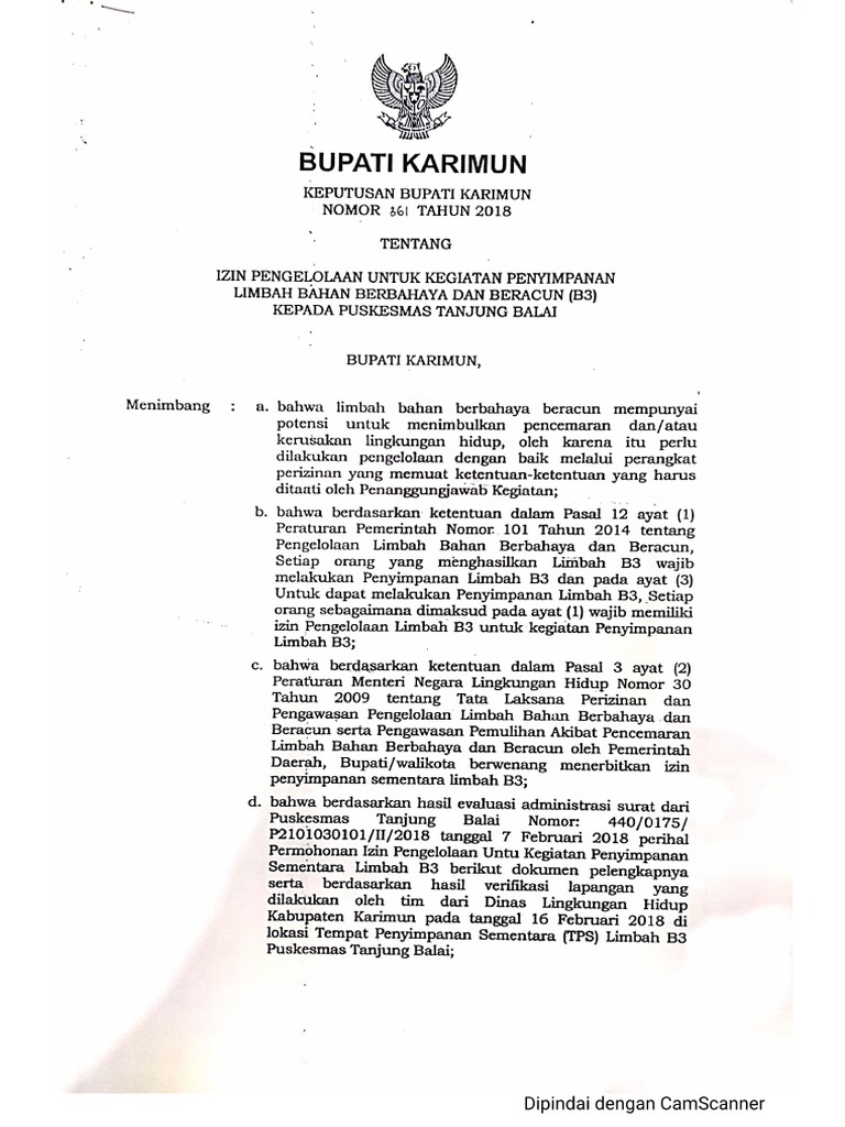 SK Izin Pengelolaan B3 | PDF