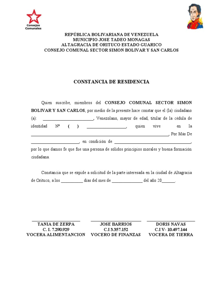 CONSTANCIA DE RESIDENCIA formato | PDF