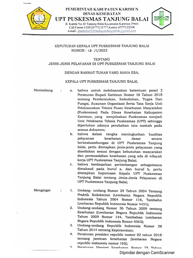 SK Jenis-Jenis Pelayanan | PDF