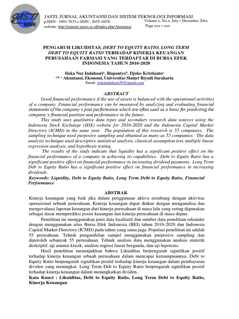 Jurnal Skripsi Siska Nur Indahsari | PDF | Equity (Finance) | Private ...