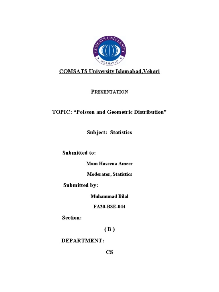 Assignment No3 Project Pdf Poisson Distribution Teaching Mathematics 