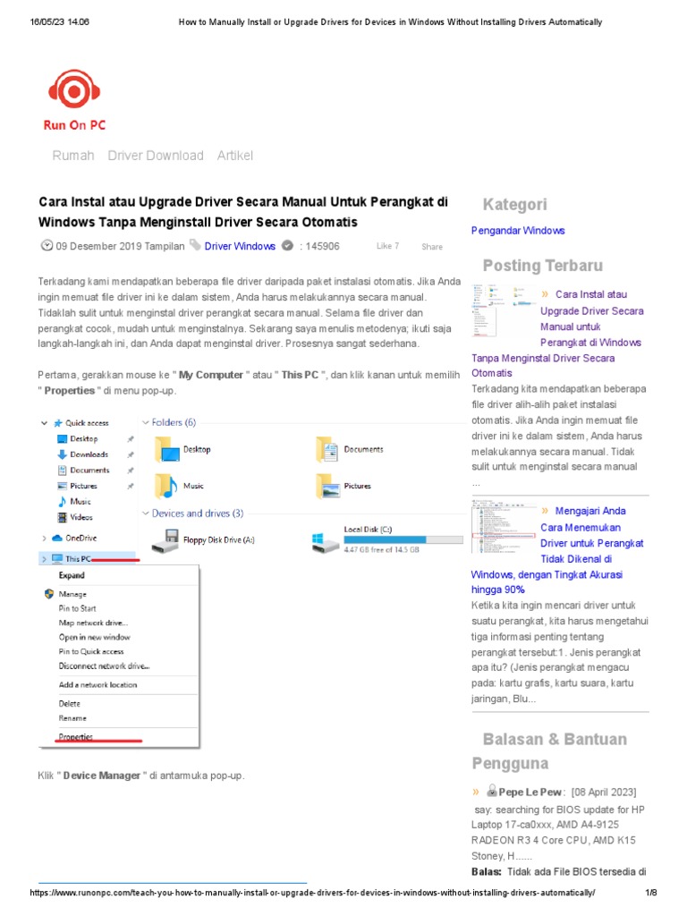 Cara Instal Atau Upgrade Driver Secara Manual Untuk Perangkat Di Windows Tanpa Menginstall ...