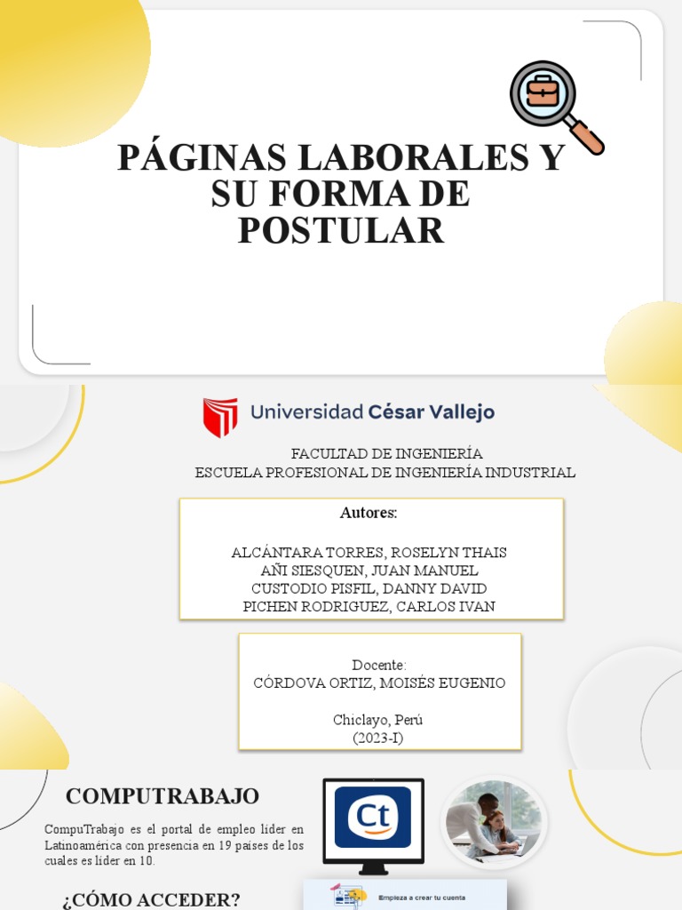 PÁGINAS LABORALES Y SU FORMA DE POSTULAR | PDF | Reclutamiento | Red ...