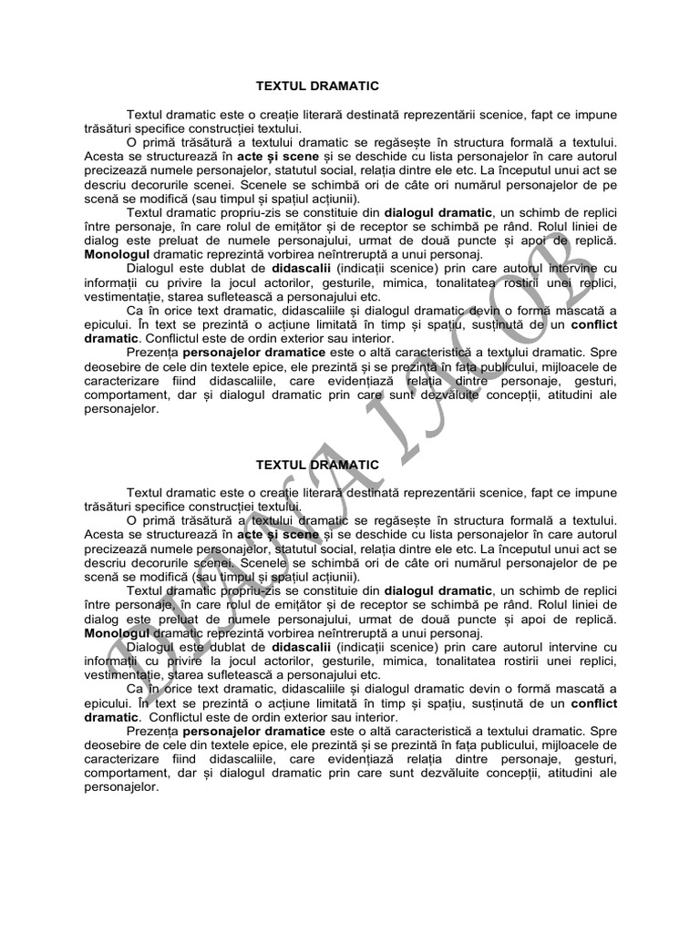 Textul Dramatic | PDF
