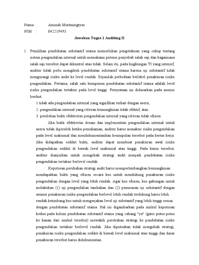 Jawaban Tugas 1 Auditing II | PDF