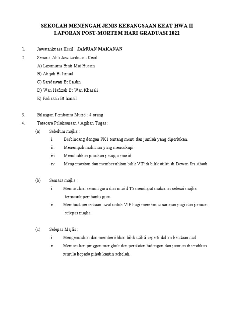 Laporan Post Mortem Hari Graduasi 2022 | PDF