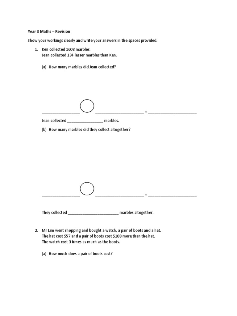 Year 3 Maths Revision | PDF