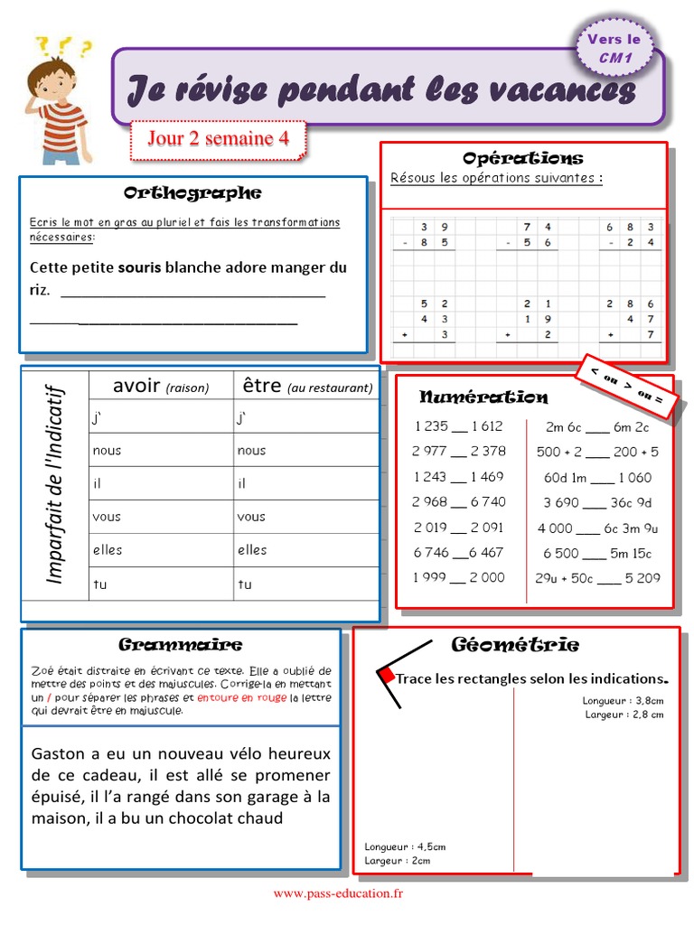 Jour 2 Semaine 4 Cahiers de Vacances Ce2 Vers Le Cm1 | PDF