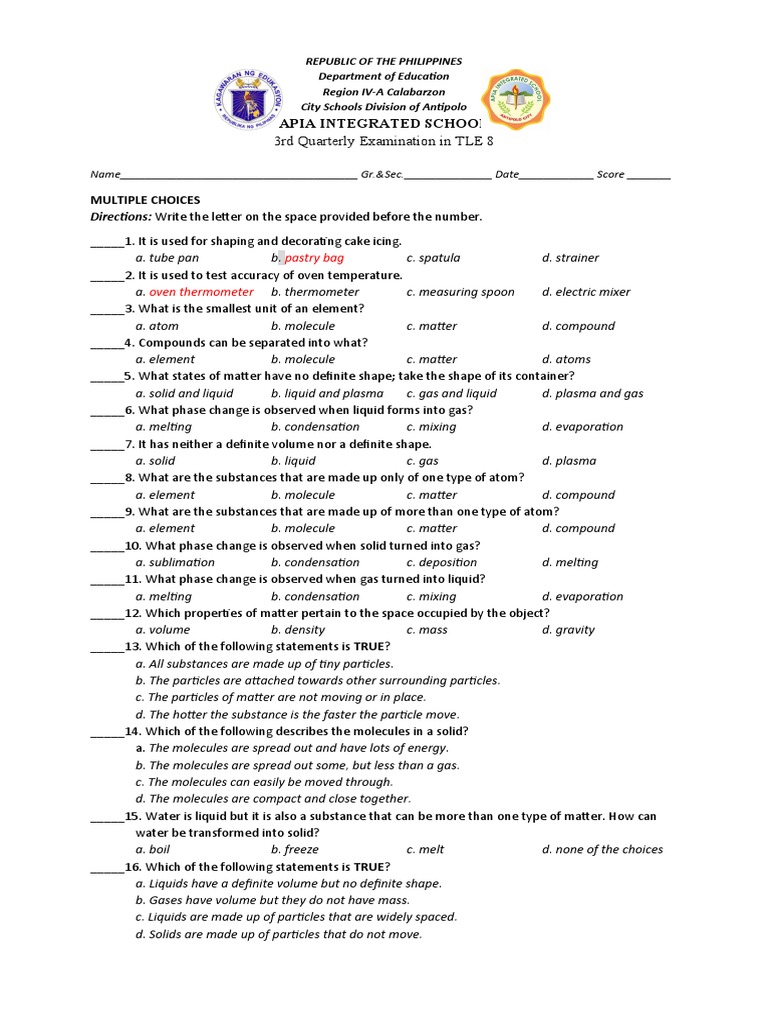 3rdQ Test TLE8 | PDF