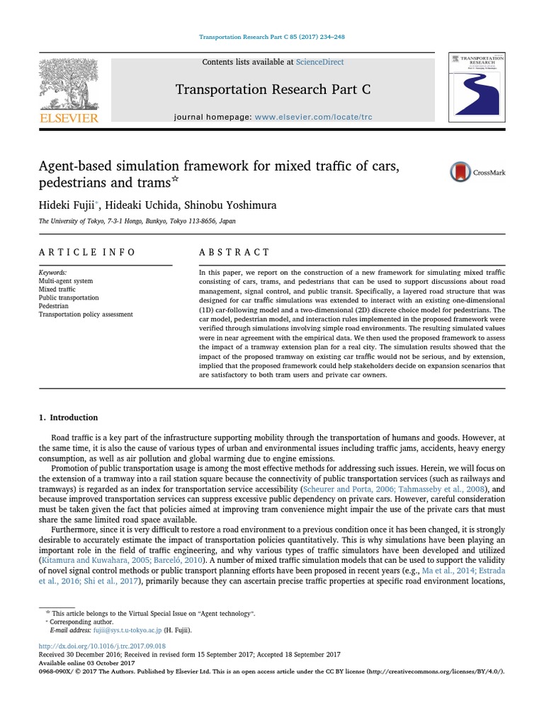 Agent Based Simulation Framework For Mixed Traffic of Cars, Pedestrains ... Agent Based Simulation Framework For Mixed Traffic of Cars, Pedestrains ...