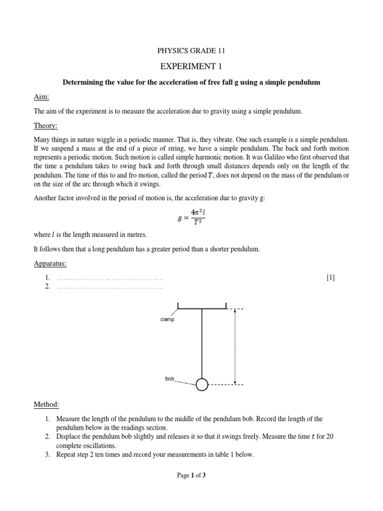 Experiment 1_Simple Pendulum | PDF | Pendulum | Mechanics