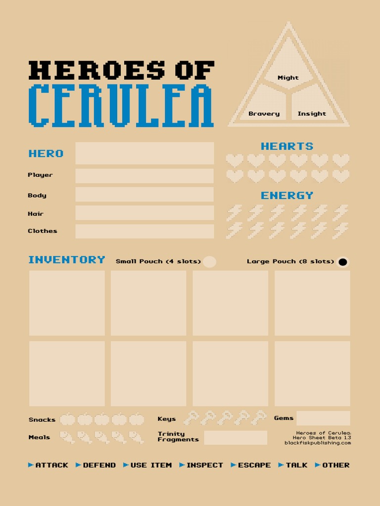 Heroes of Cerulea - Hero Sheet 1.3 | PDF