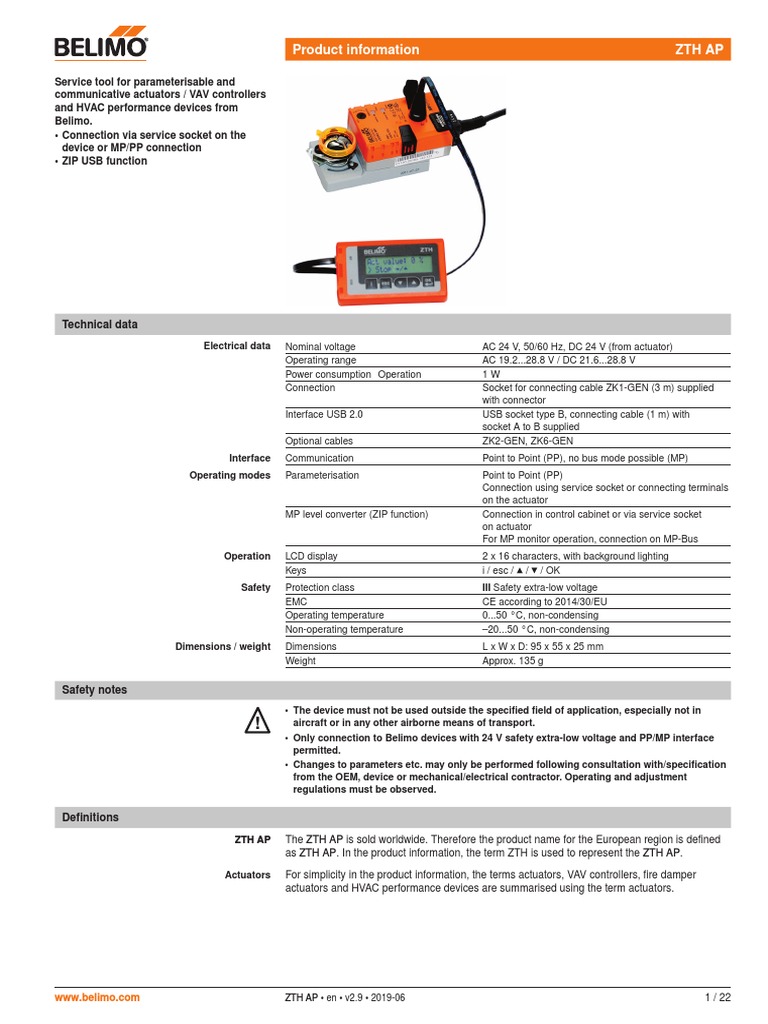 Belimo ZTH-AP Datasheet En-Gb | PDF | Electrical Connector | Usb