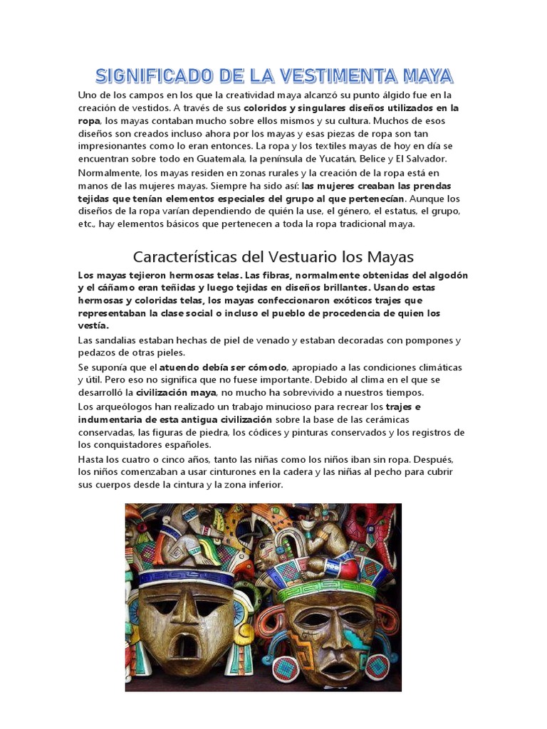 Significado de La Vestimenta Maya | PDF | Ropa | Civilización maya