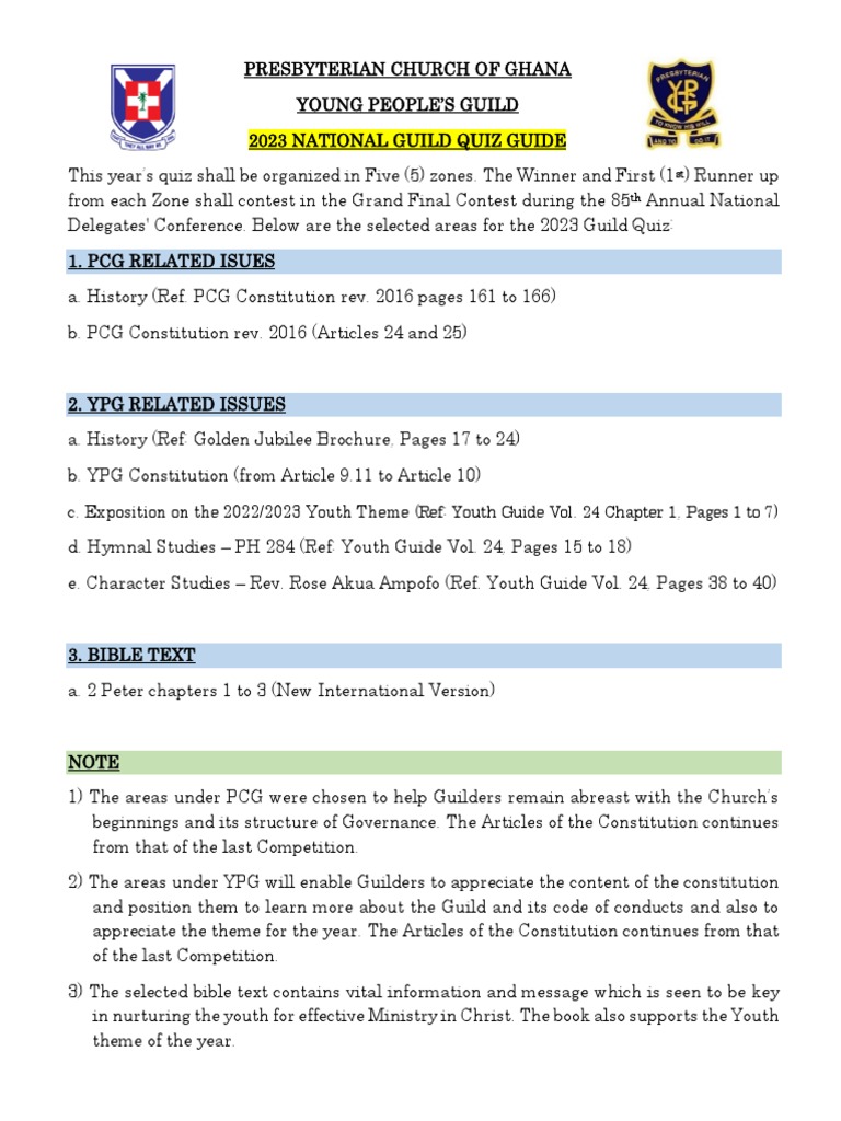 2023 Ypg Quiz Guide | PDF